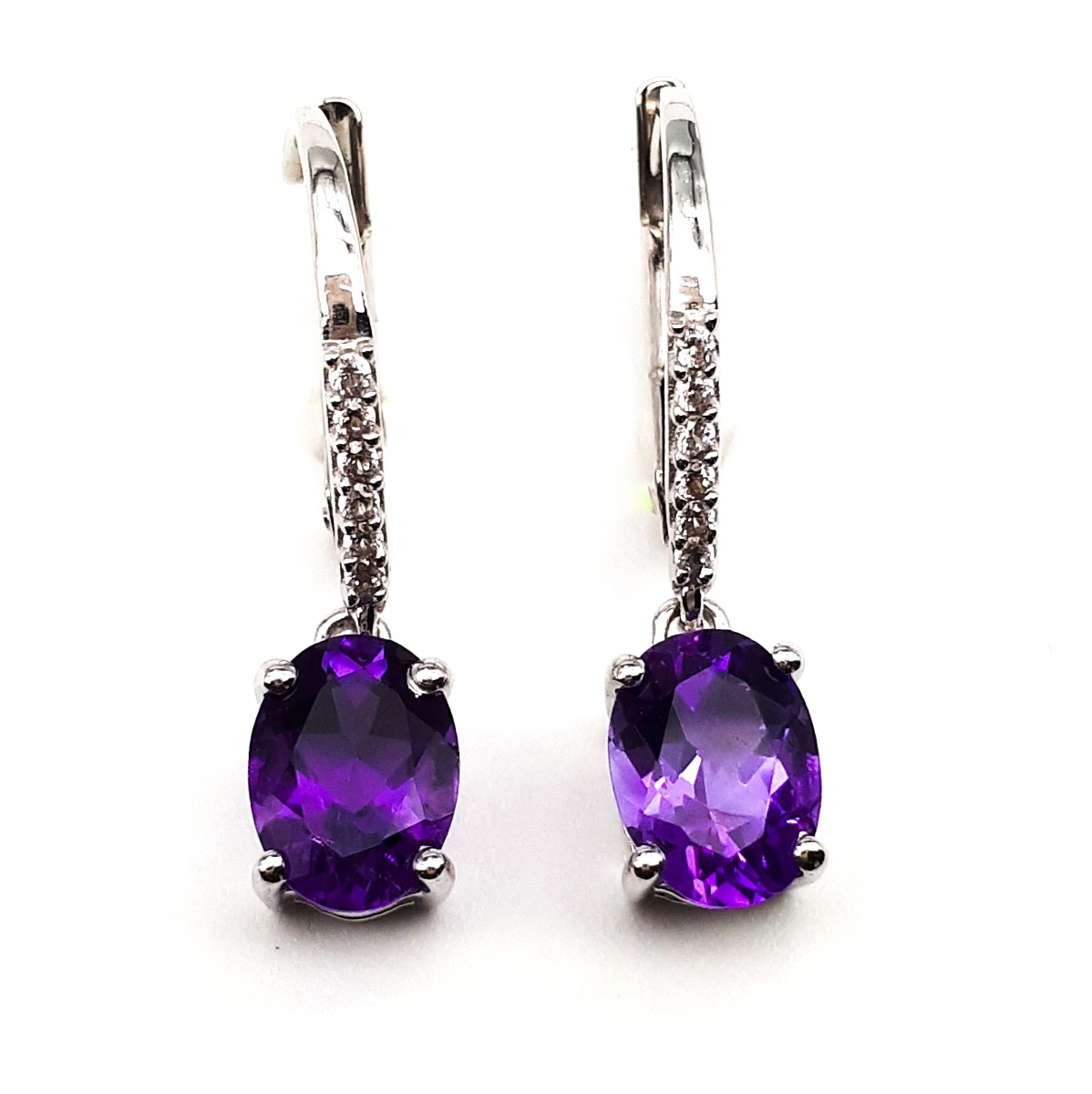 Amethyst with Cubic Zirconia lever back earrings GWER83171 – GEMWORLD LTD