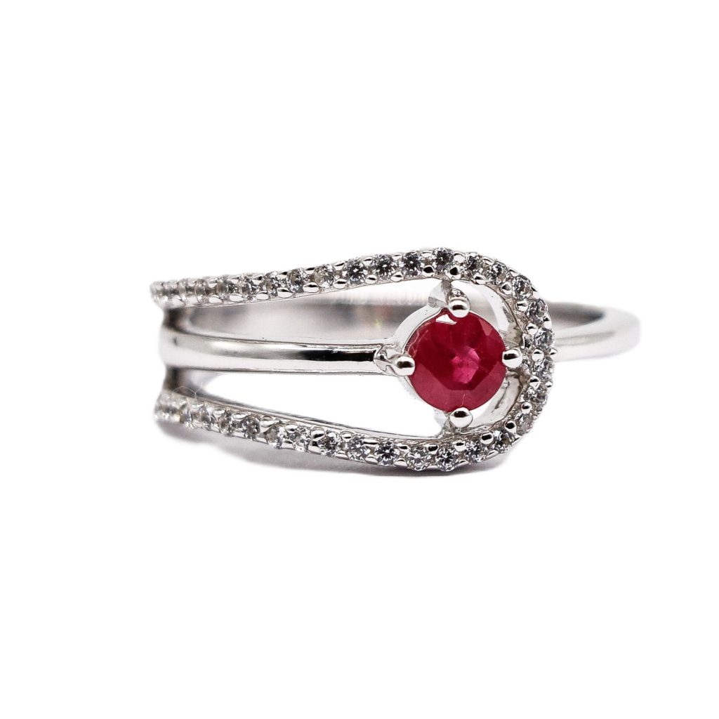 Ruby and Cubic Zirconia ring GWR86365 - GEMWORLD LTD