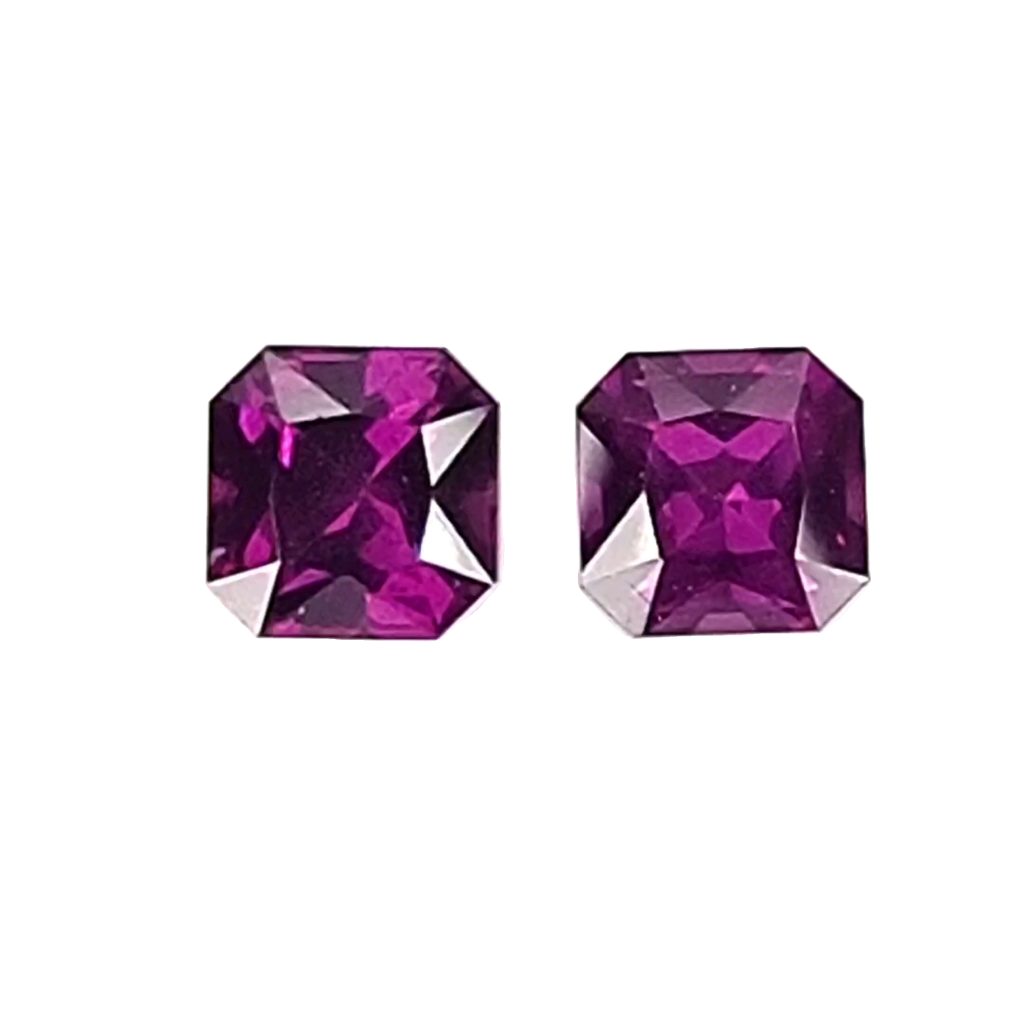 Purple Garnet 3.75ct Pair Asscher cut PPG23 - GEMWORLD LTD